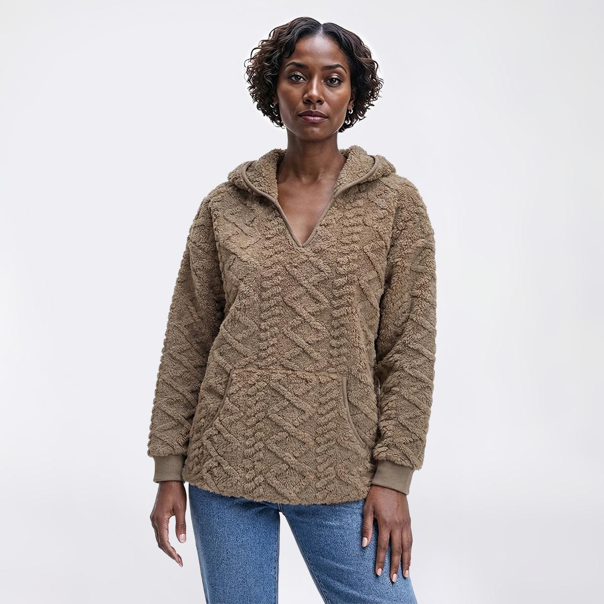 Click here for Womens Remi James Kangaroo Pocket Sculpted Sherpa... prices
